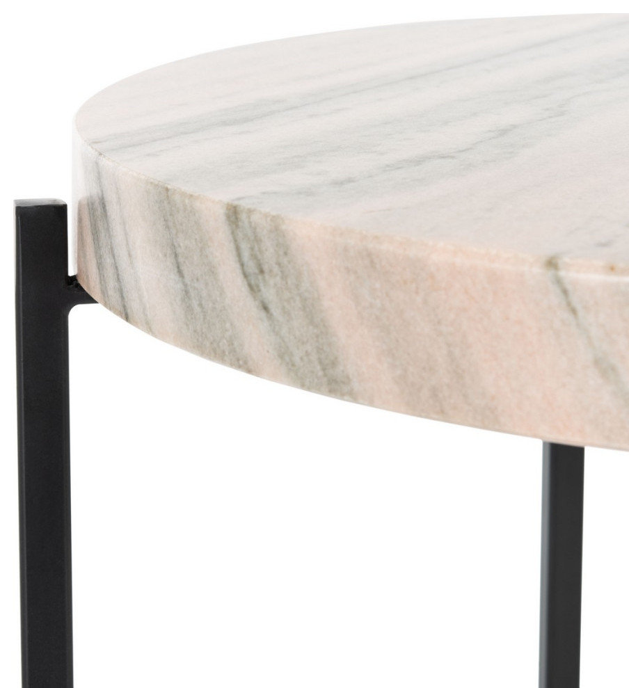 Zuki Stone Top Accent Table Burnt Orange Stone/Black - Industrial ...