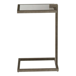 Maklaine Transitional Metal Side Table in Stratus Gray Finish ...