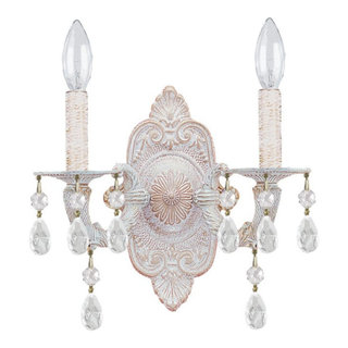 Paris Market 2-Light Crystal Wall Sconce in Antique White, 10.000 ...