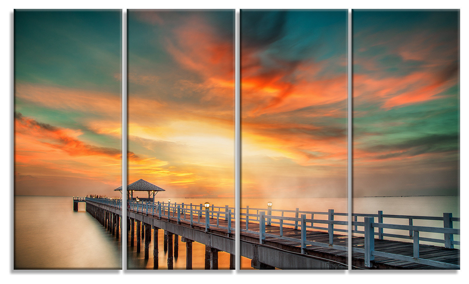 Designart - Wooden Pier' Landscape Photo Circle Metal Wall Art, 48"x28 ...