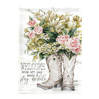 Welcome Kick Off Your Boots Print Flag - Traditional - Flags And ...