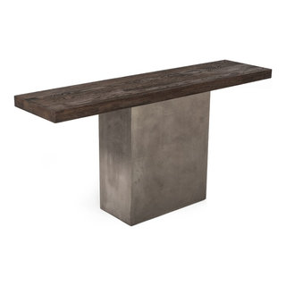 Modrest Renzo Modern Oak and Concrete Console Table - Industrial ...