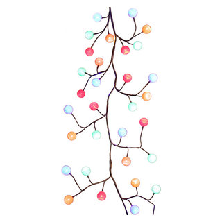 6' 48-Light LED Brown Garland With Cotton Ball, 6' - Wreaths And ...