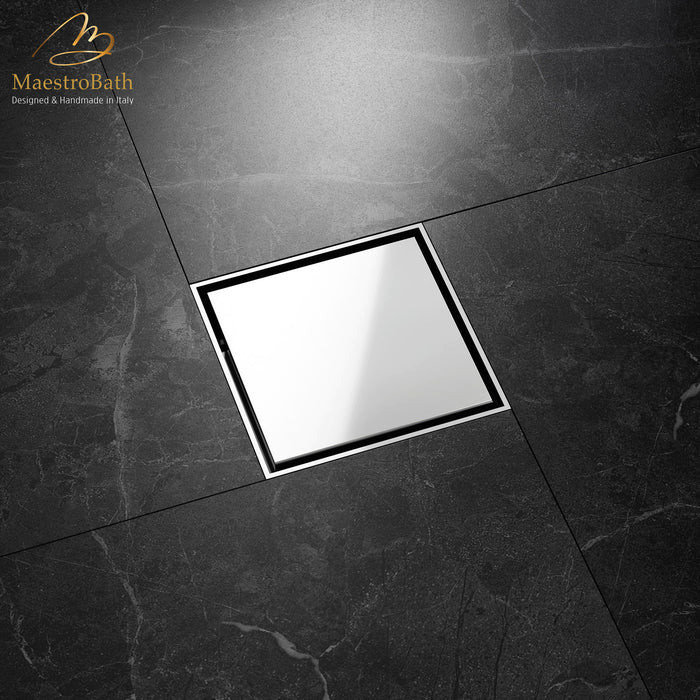 VeniziaFlow Italian Shower Drain, Chrome Polished-4" linear drain, 4 ...