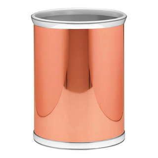 Mylar Polished Copper and Chrome 14" Oval Waste Basket - Contemporary ...