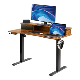 VEVOR Adjustable Height Standing Desk 47.2"x23.6" Dual Monitor Riser ...