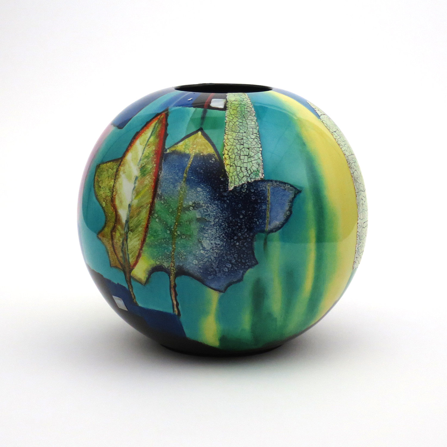 Round Lacquer Vase, Blue - Vases - by Hebi Arts, Inc. | Houzz