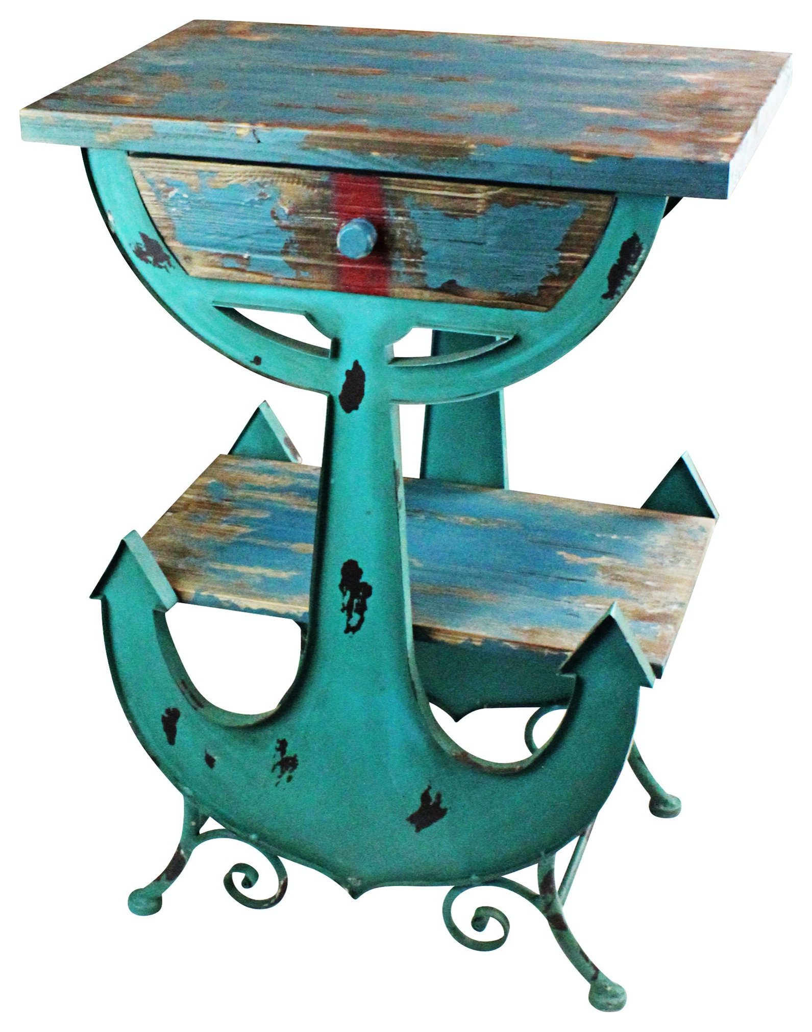 Anchors Aweigh Coastal Side Table - Beach Style - Outdoor Side Tables ...