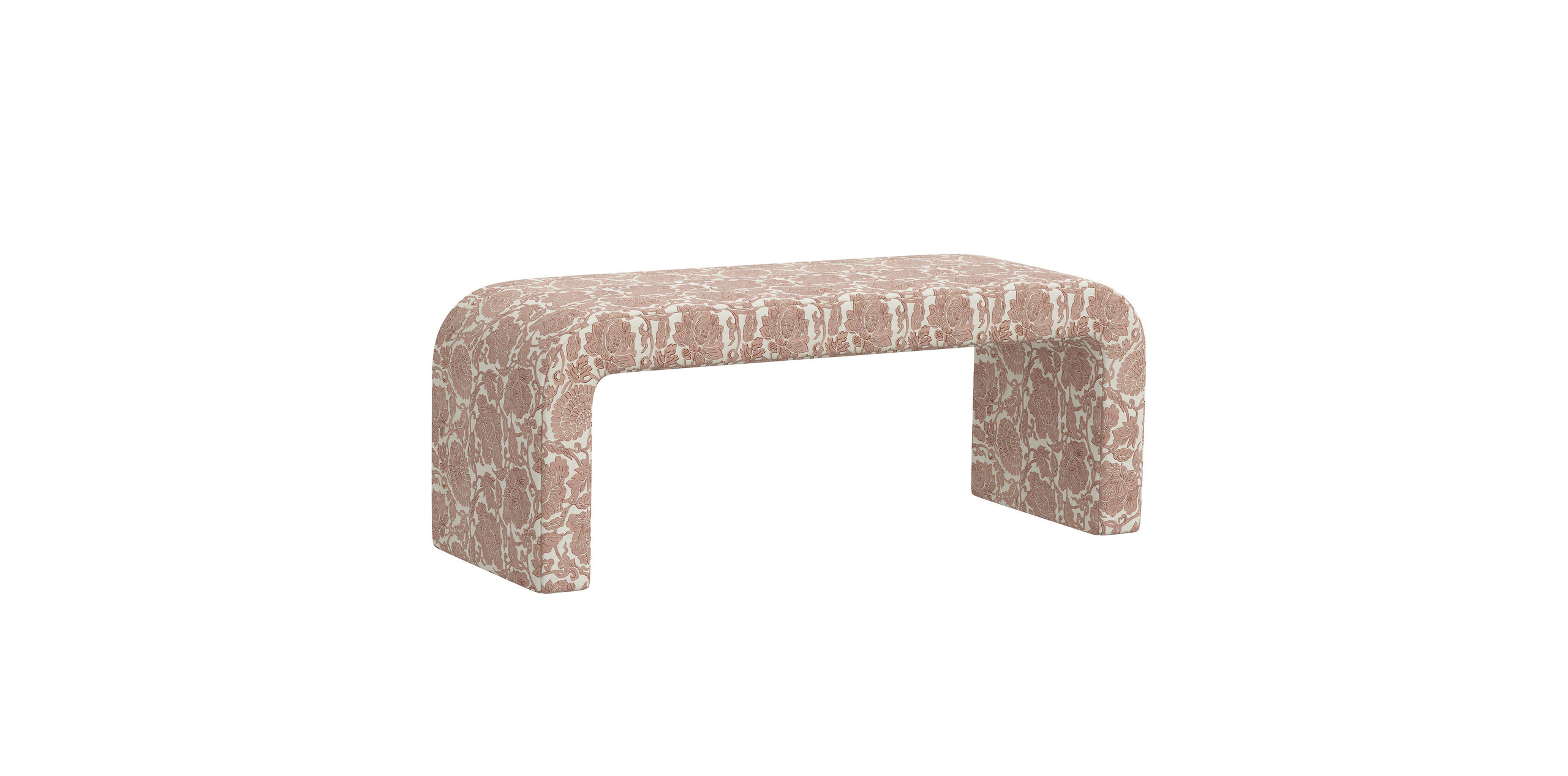 Bench, Japanais Dusty Pink, One Size - Contemporary - Upholstered ...