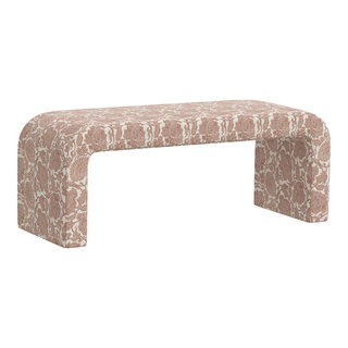 Bench, Japanais Dusty Pink, One Size - Contemporary - Upholstered ...