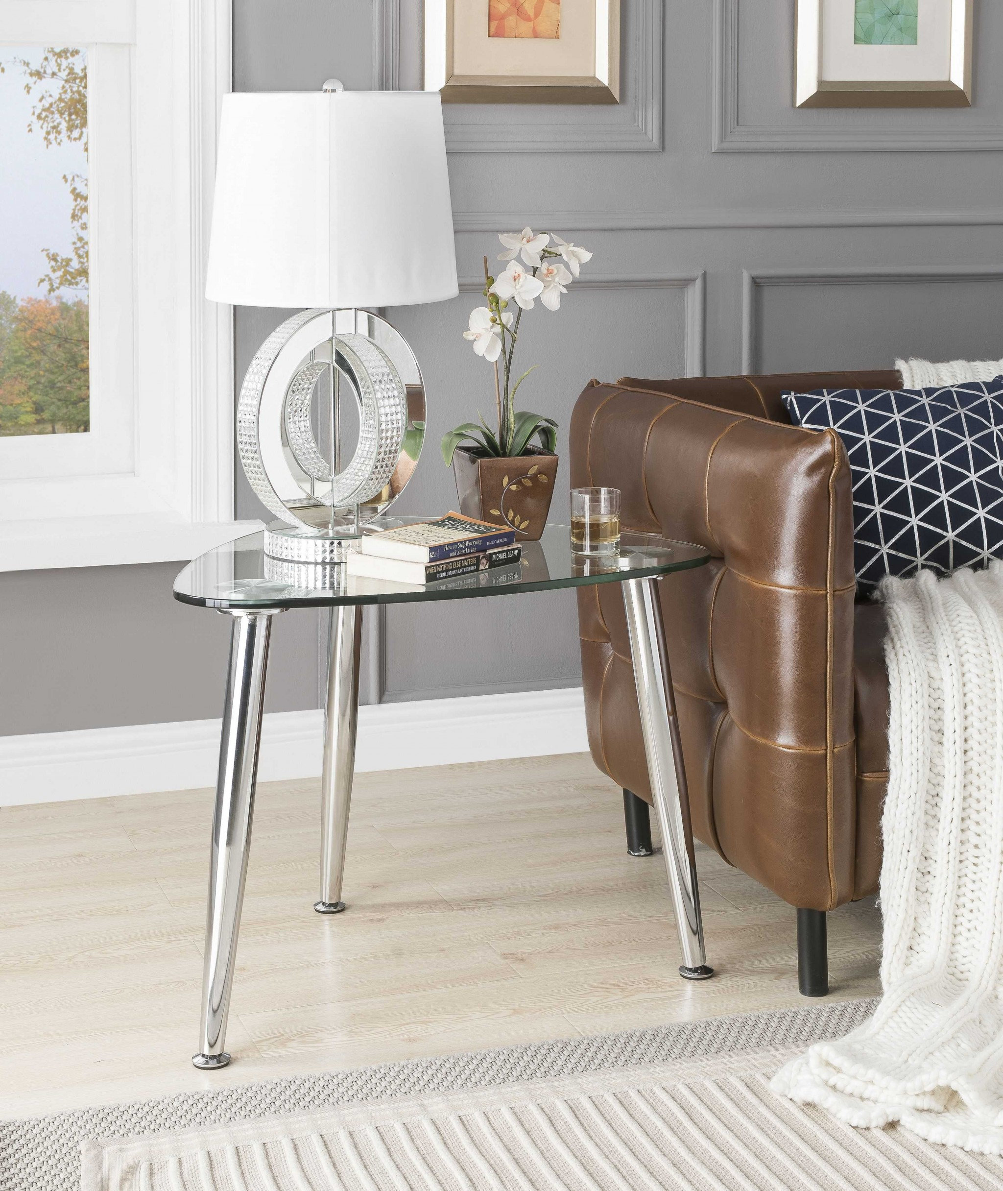 HomeRoots 30" X 24" X 23" Chrome And Clear Glass End Table - Midcentury ...