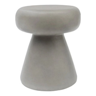 Lisa Modern Gray Concrete Round Stool/Ottoman - Contemporary ...