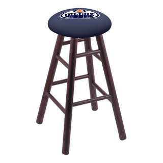 Holland RC Edmonton Oilers 36" Swivel Oak Bar Stool - Dark Cherry ...