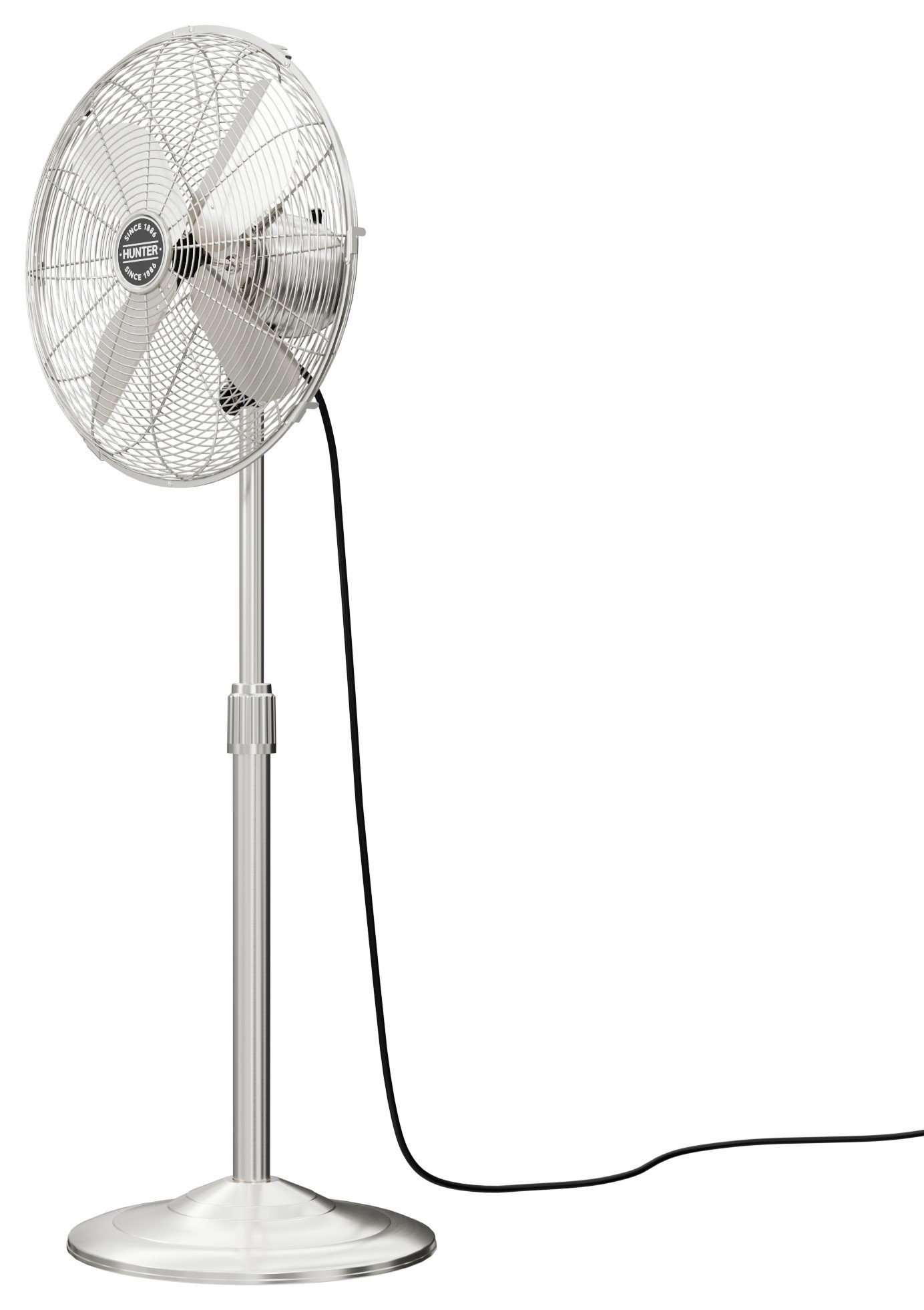 Hunter Classic Brushed Nickel 4-Blade Oscillating 3-speed Standing Fan ...