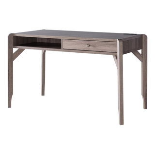 Mid Century Modern Home Office Desk, Dark Taupe - Transitional - Desks ...