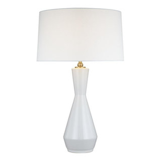 Jens Table Lamp, 1-Light, LED, Soft Ivory, White Linen Shade, 27.19 ...