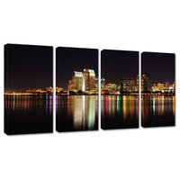 San Diego Skyline Canvas Print, 4-Panel Split Wall Art, 80"x40 ...