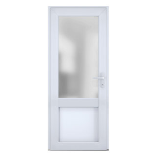 Exterior Prehung FiberGlass Door Frosted Glass Manux 8422 White Silk ...