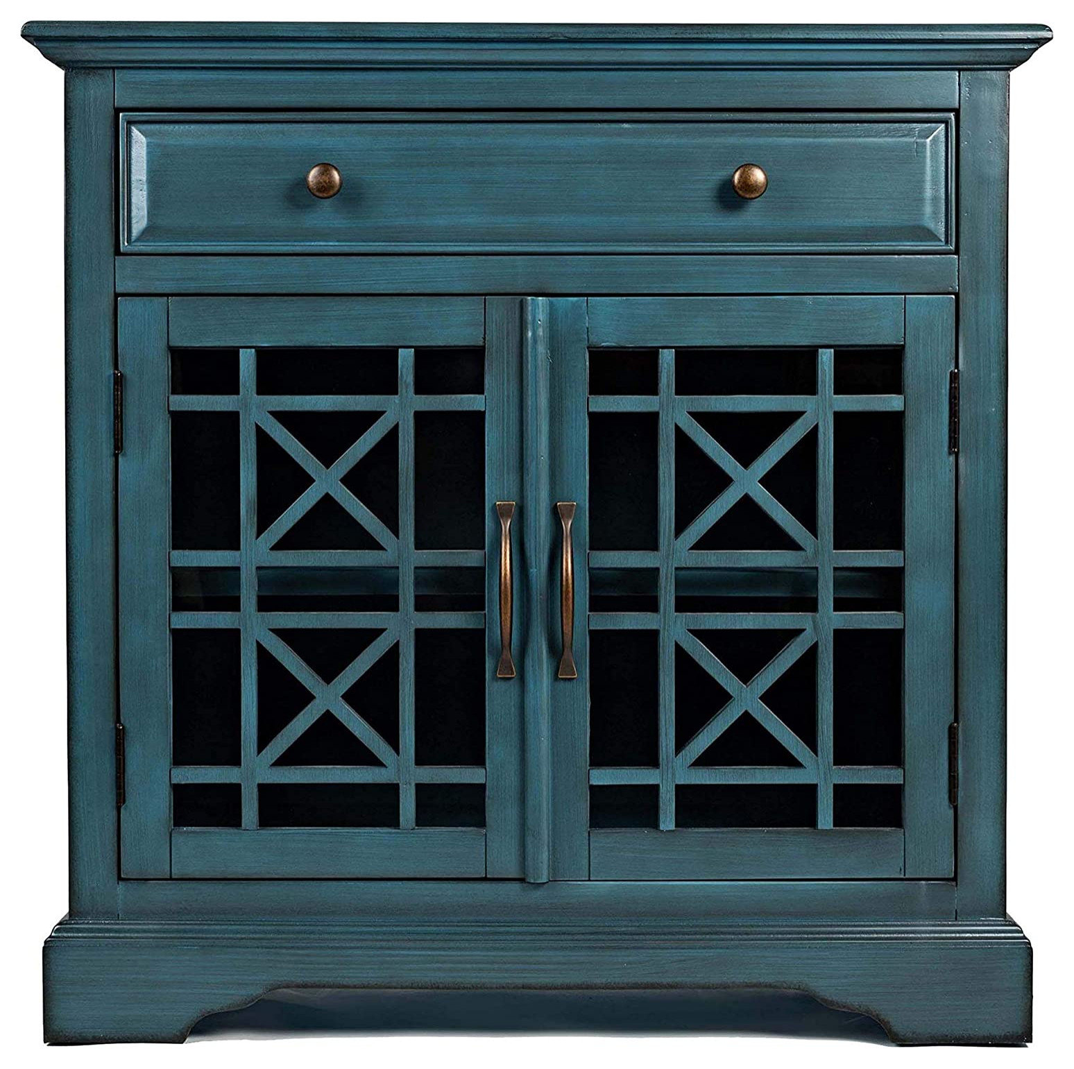 Wooden 32" Accent Chest, Blue - Transitional - Accent Chests And ...