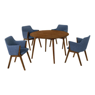 Arcadia and Renzo Round and Wood 5-Piece Dining Set, 48" - Midcentury ...