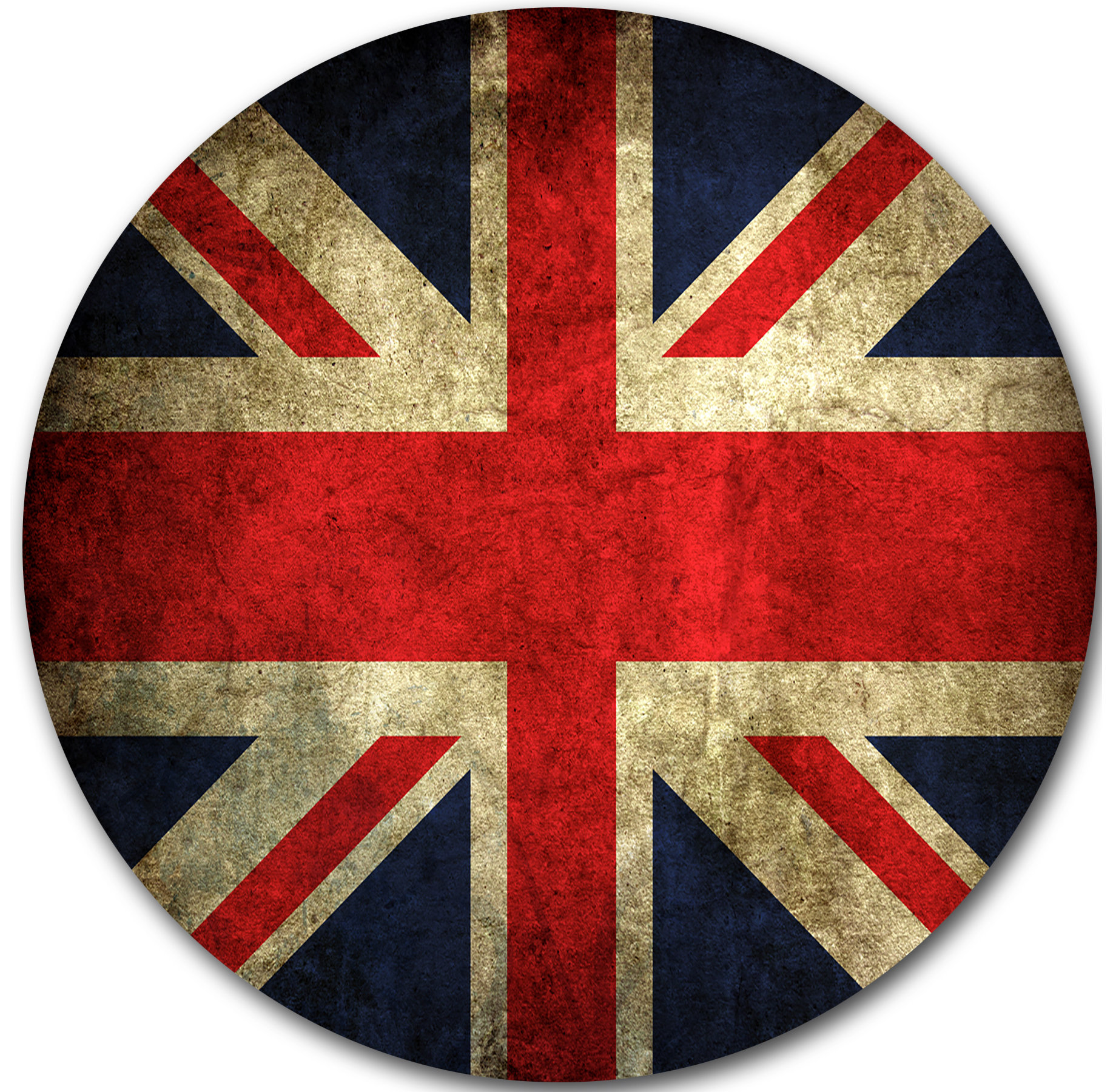Vintage UK Flag, Contemporary Round Metal Wall Art, Disc of 36 inch ...