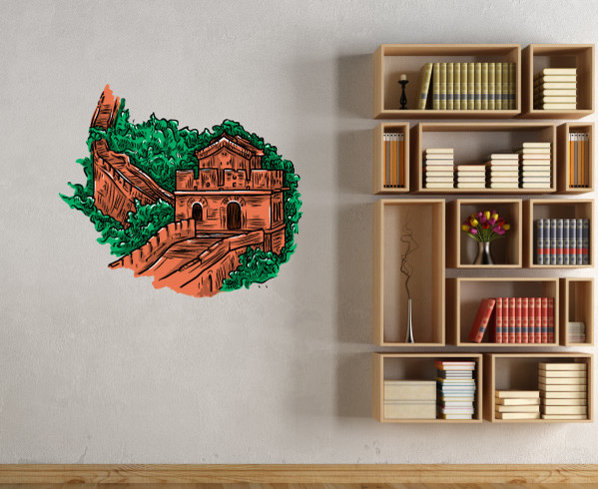 Chinese Monuments Vinyl Wall Decal ChineseMonumentsUScolor005, 8 in ...