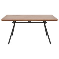 Modern MDF/Metal Rectangular Dining Table, Natural - Midcentury ...