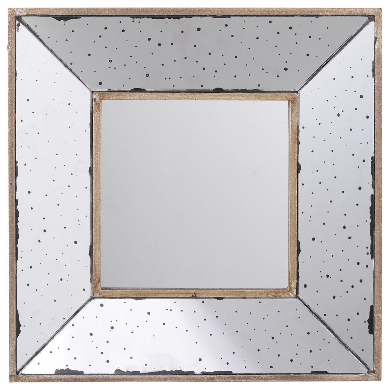 12" Square Wall Mounted Vintage Style Glass Frame Accent Mirror ...