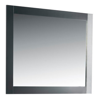 40" Solid Wood Frame Mirror, Dark Gray - Transitional - Bathroom ...