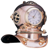 Polished Brass Quartz Dive Helmet Clock - Beach Style - Desk And Mantel ...