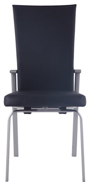 Chintaly Imports Molly Motion-Back Faux Leather Side Chair, Black, Set ...