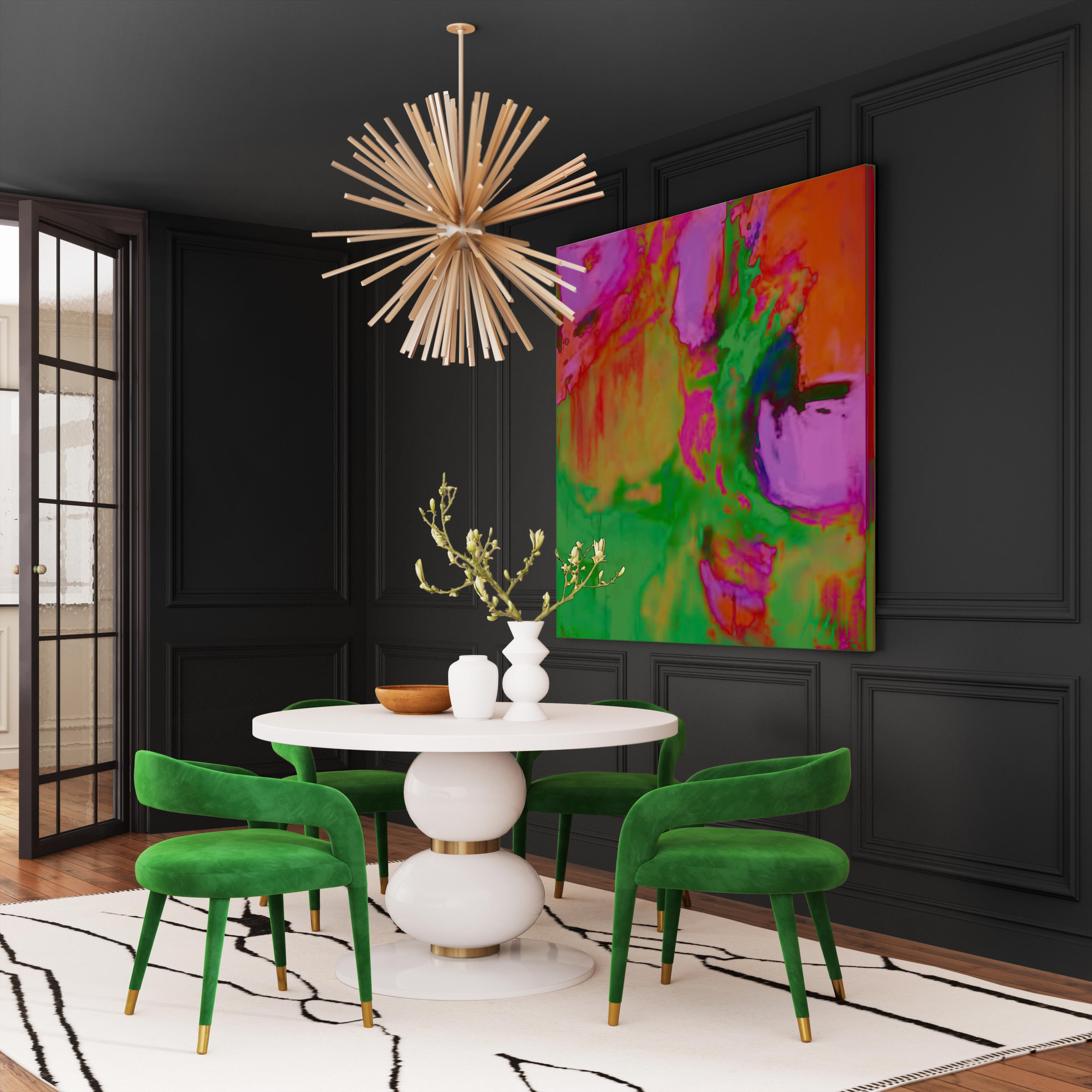 Puff Round 47" Dining Table, Modern White Gold Kitchen Table ...