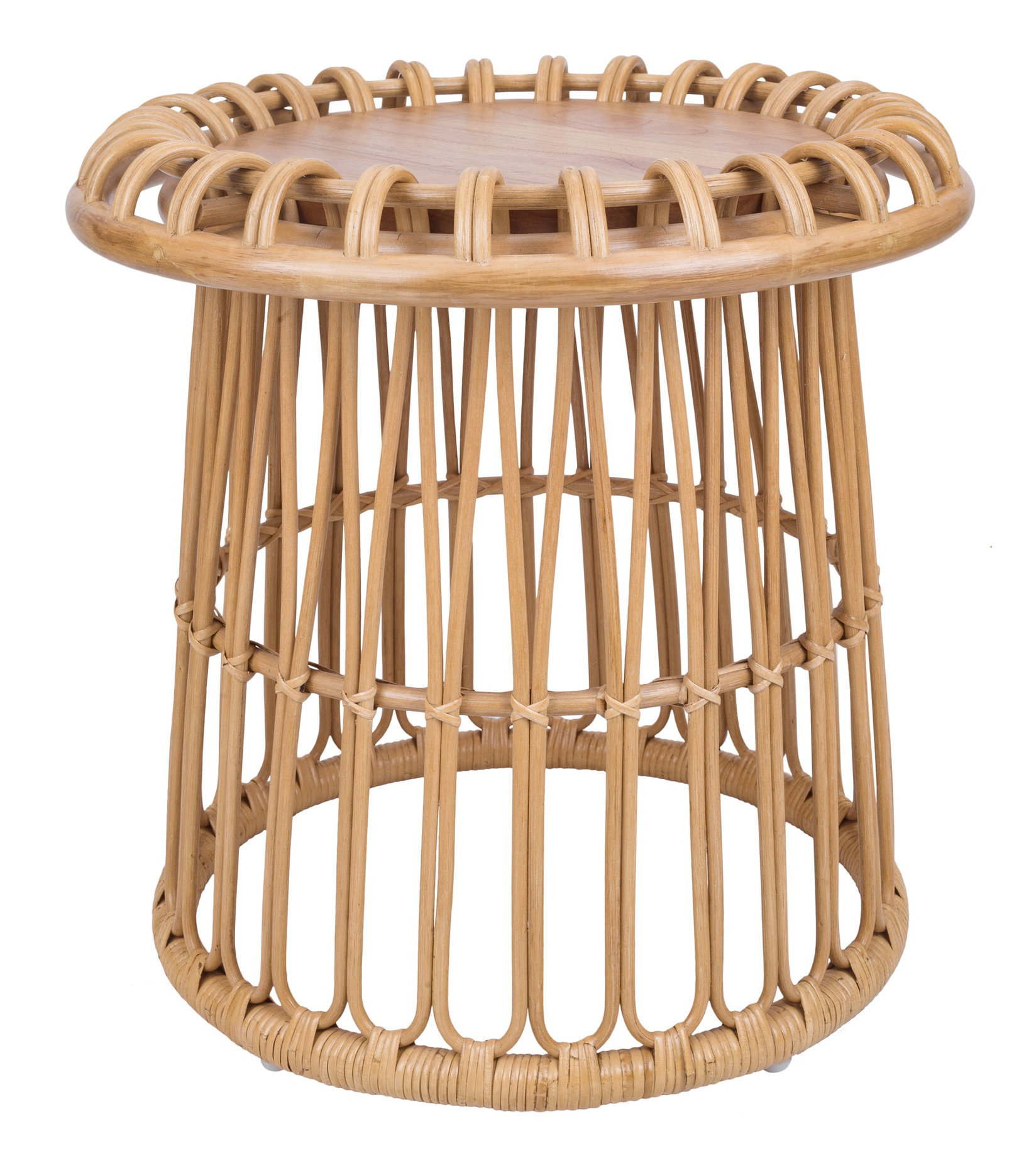 Galia Rattan Round Side/End Table With Wood Top - Tropical - Side ...