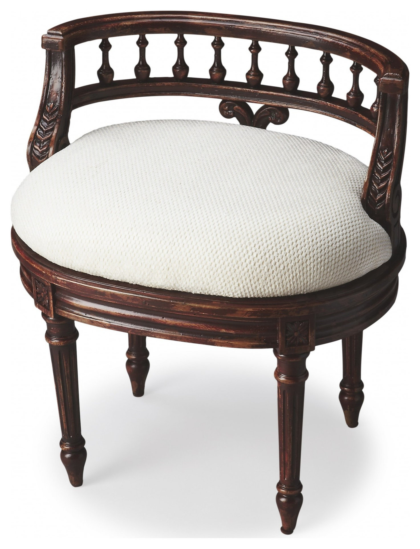 Vintage Cherry Vanity Seat - Traditional - Vanity Stools And Benches ...