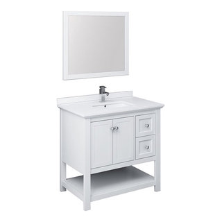 Fresca Manchester 36" Traditional Wood Bathroom Vanity with Mirror in ...