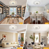 Oaks Aura 20in White Cloud Design Low Profile Ceiling Fan with Light ...