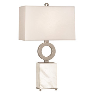 Robert Abbey Oculus 1 Light Table Lamp, Antique Silver/White Marble ...