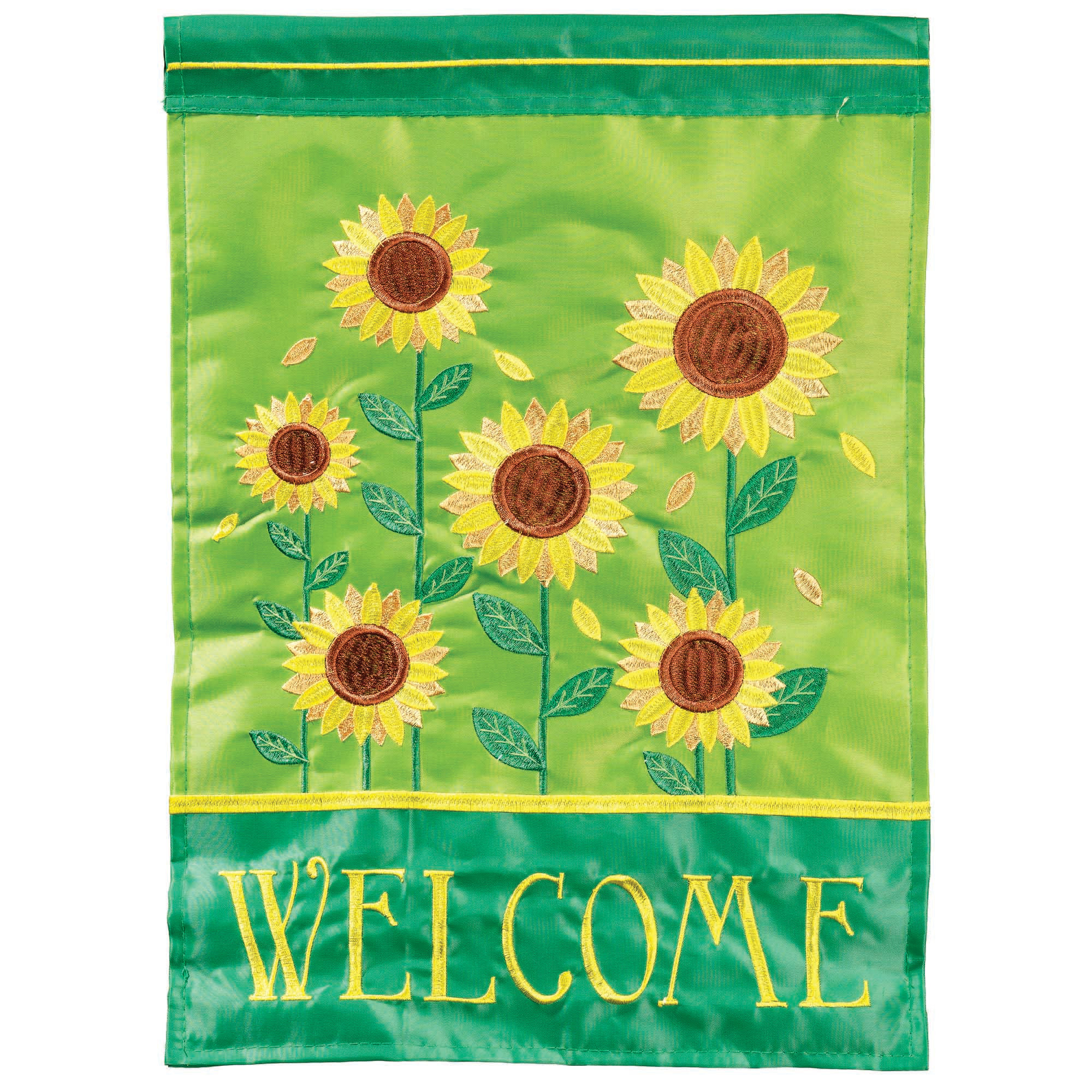 Welcome Sunflower Flag, Polyester, Large - Traditional - Flags And ...