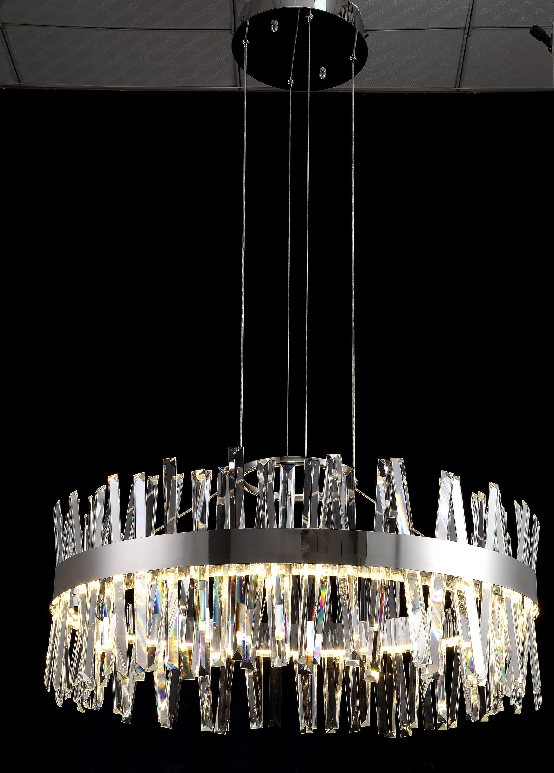 Beautiful Things Lighting Hammered Crystal Full Ring LED Chandelier ...