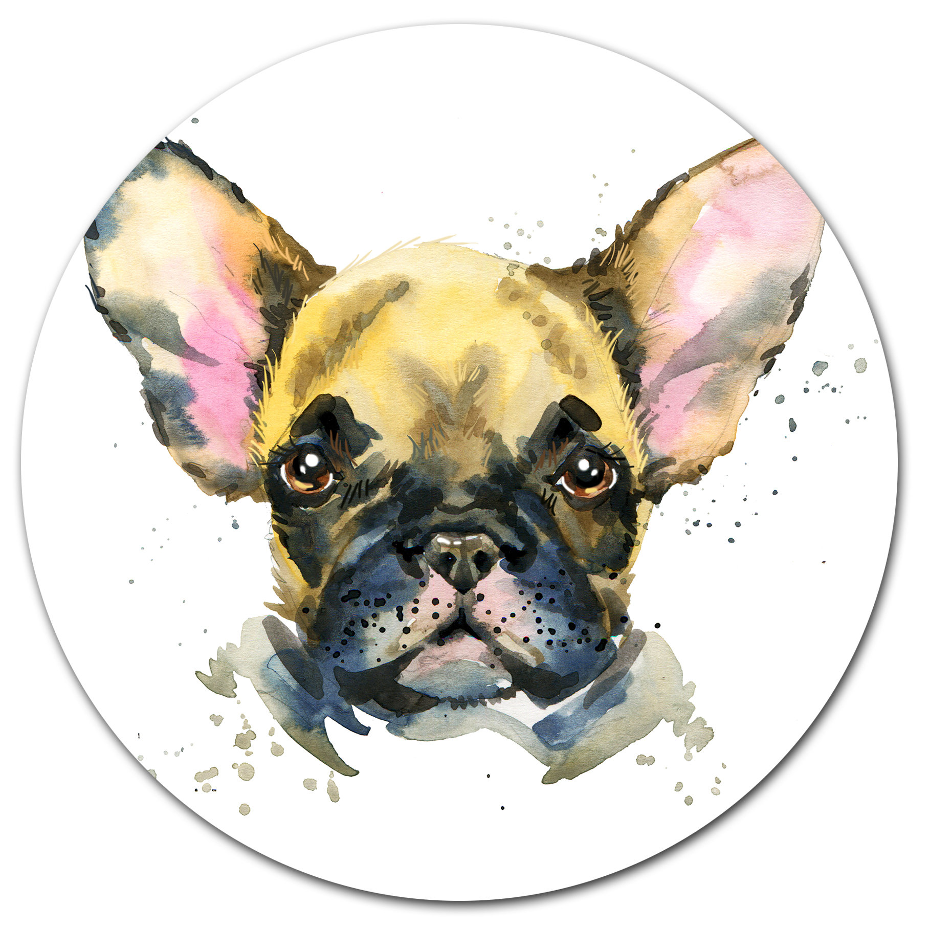 Watercolor Brown Dog Illustration, Animal Art Disc Metal Artwork, Disc ...