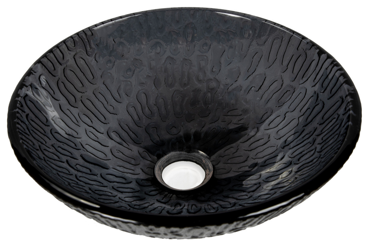 Eden Bath EB_GS43 Round Freeform Hoops Glass Vessel Sink In Charcoal ...