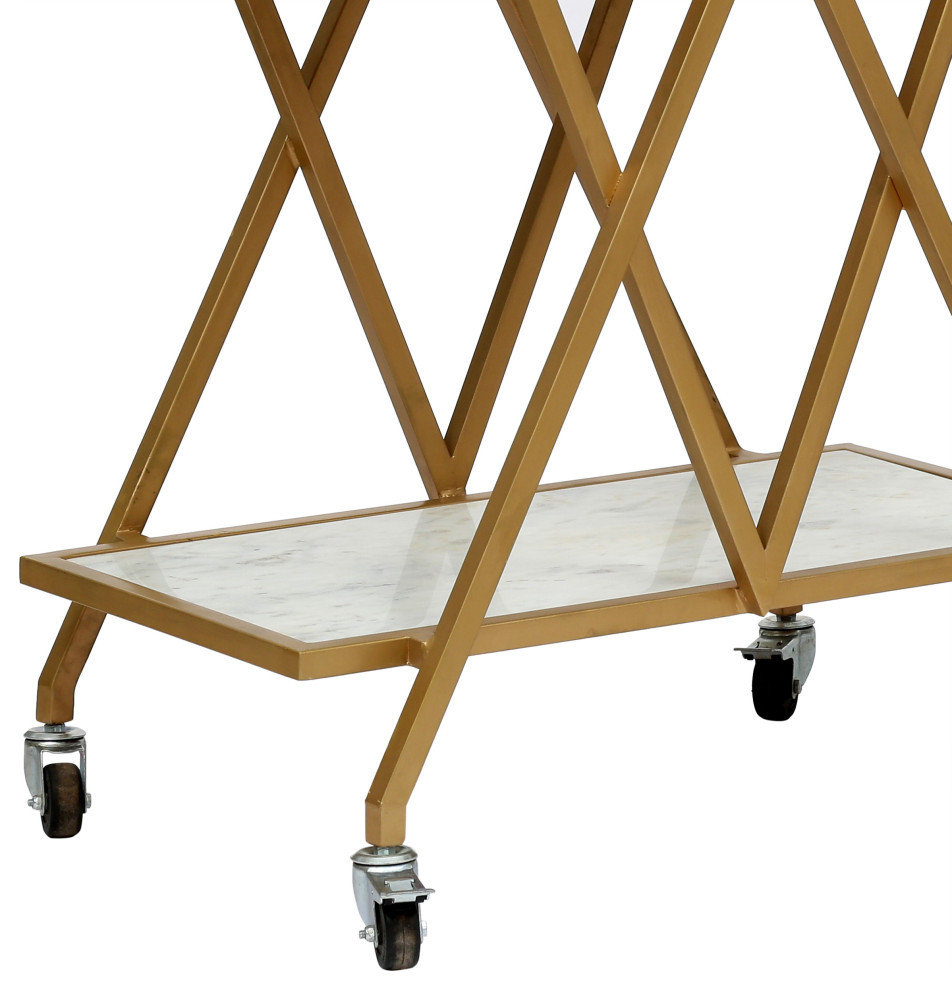 Adair Marble Bar Cart - Contemporary - Bar Carts - by GDFStudio | Houzz