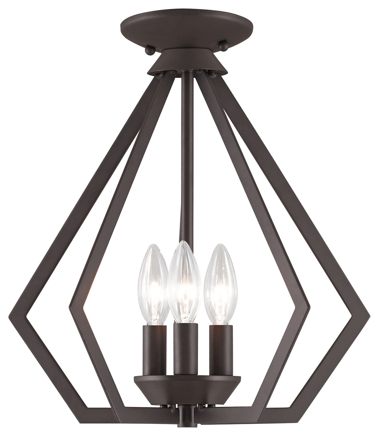 Prism 3 Light Bronze Convertible Mini Chandelier/Ceiling Mount (40923 ...