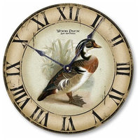 Vintage-Style Clock with Wood Duck, 12 Inch Diameter - Rustic - Wall ...