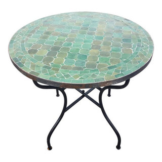 32" Tamegrout Green Moroccan Mosaic Table, Choose Your Base Height ...