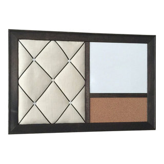Wall Organizer with Linen French Memo Board, Whiteboard & Corkboard ...