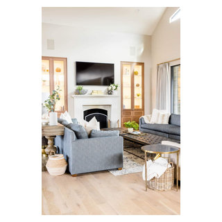 Rift White Oak Beaded inset - Transitional - Living Room - Kansas City ...