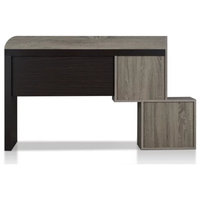 Modern Desk, Unique Design With Large Worktop & 2 Open Cubbies, Walnut ...
