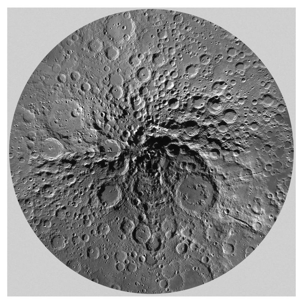 "Unmarked Map of the Moon, South Pole" Paper Art, 20"x20", 42"x42 ...