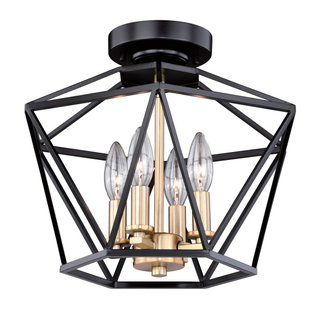 Turin 14.5-in Semi Flush Ceiling Light Noble Bronze and Natural Brass ...